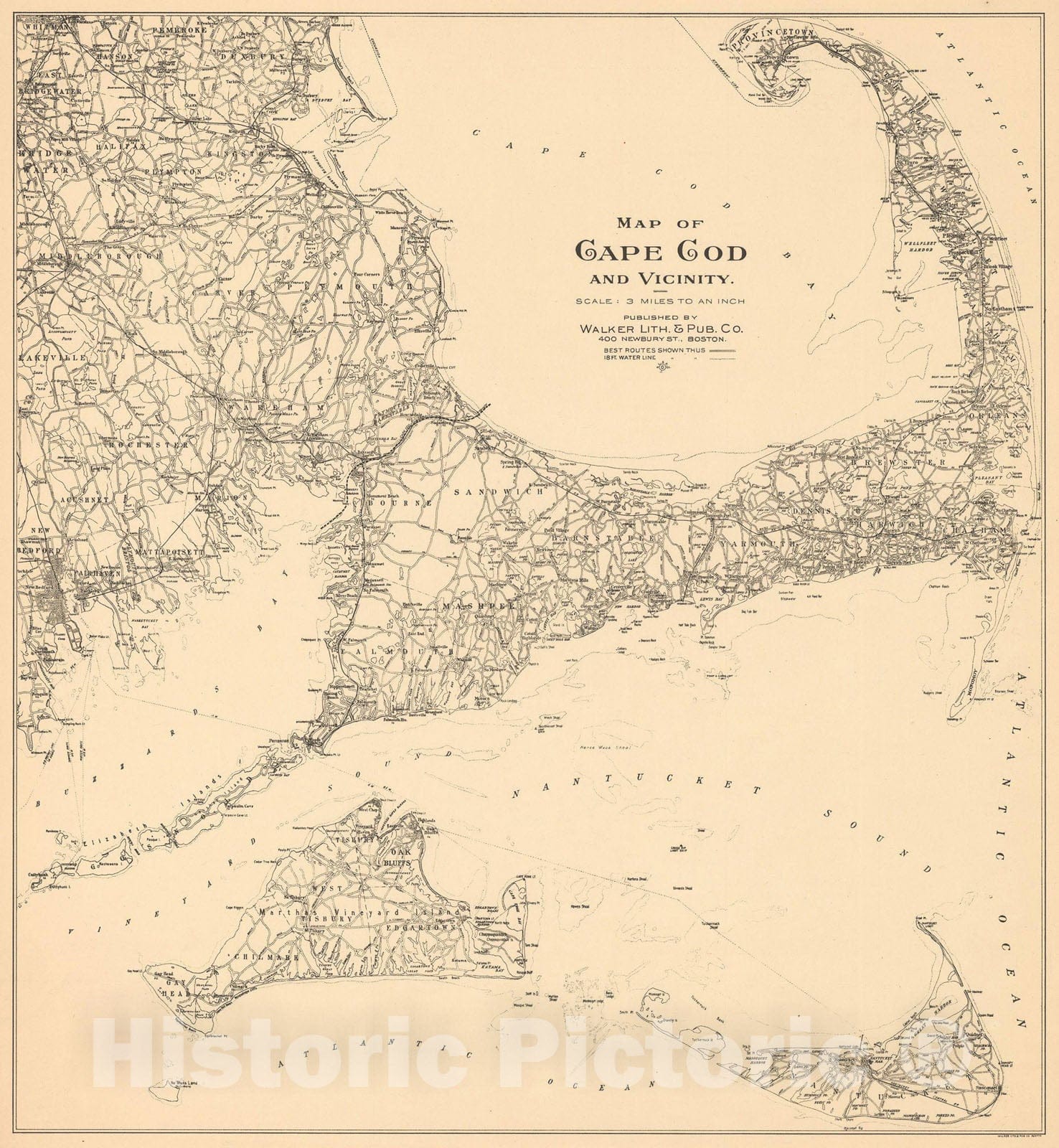 Historic Map : Cape Cod & Martha's Vineyard & Nantucket & Provincetown ...