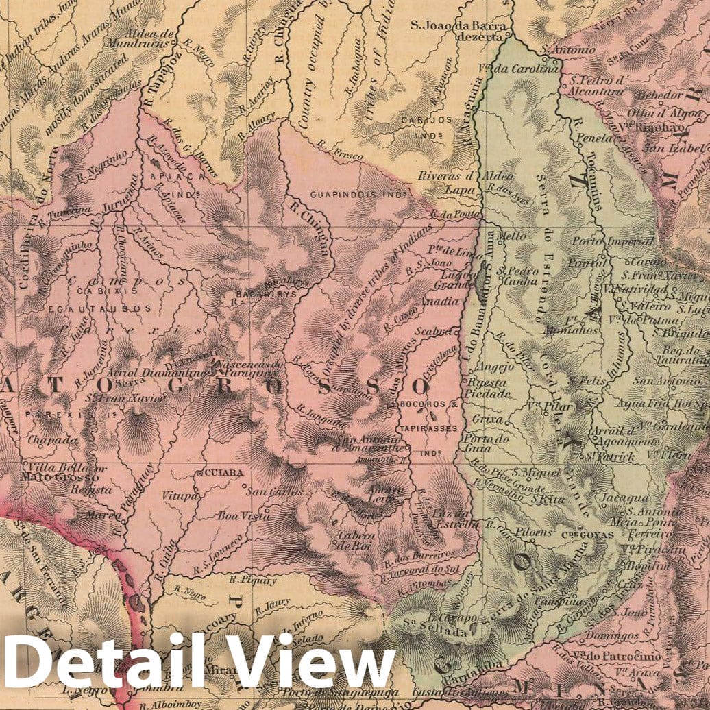 Historic Map : General Atlas (Of The World), Brazil 1857 , Vintage Wal ...