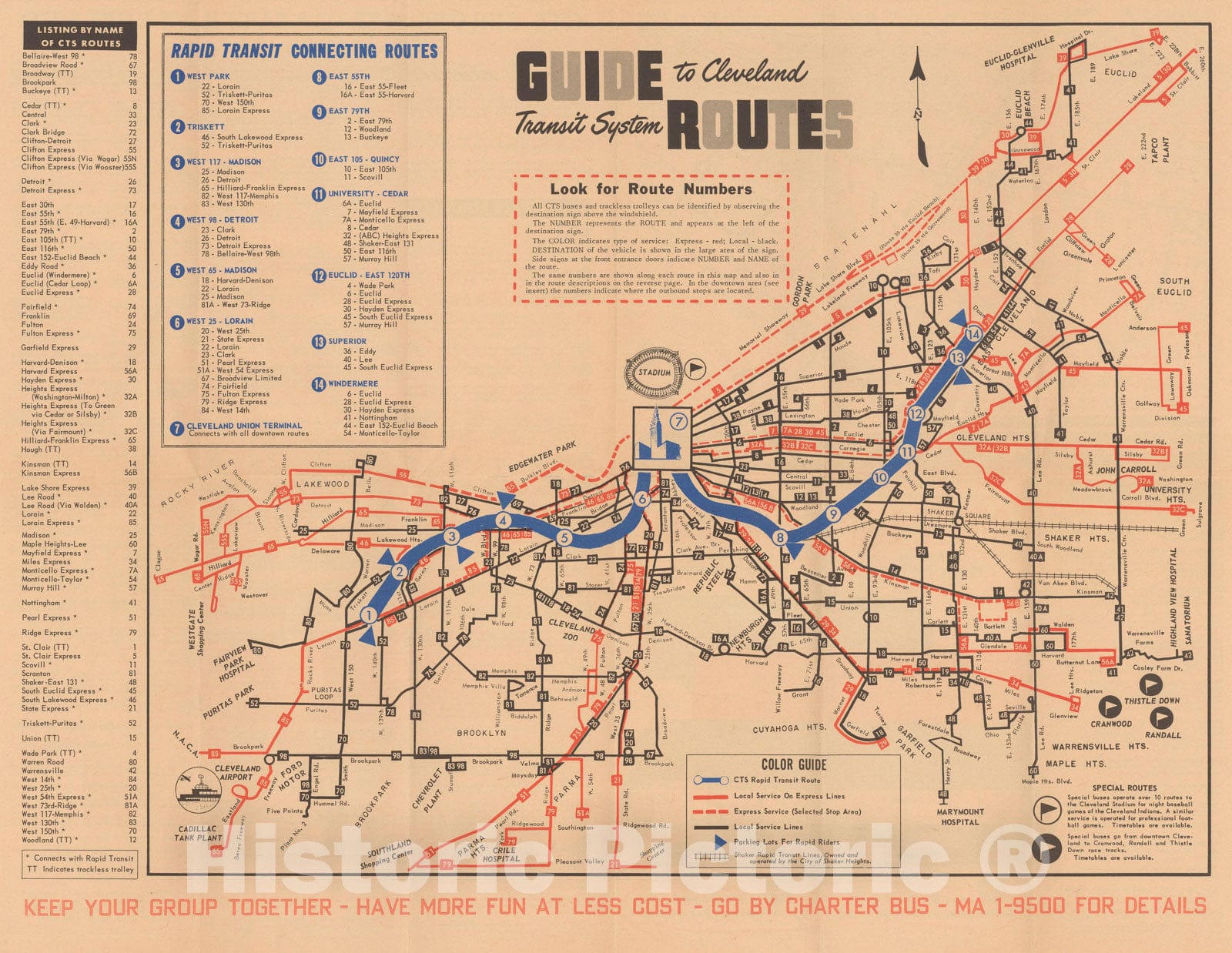 Historic Map : Cleveland Transit System 1958 Railroad Catography , Vin ...