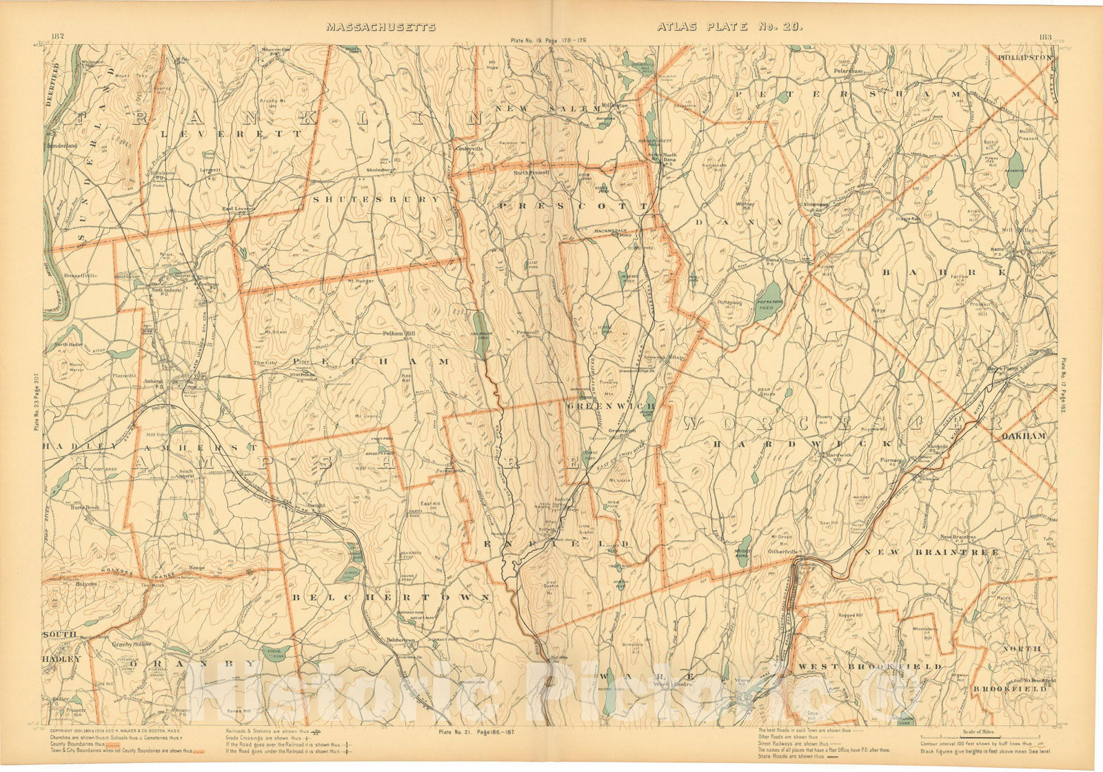 Historic Map : Atlas of Massachusetts, Amherst & Enfield & Greenwich ...