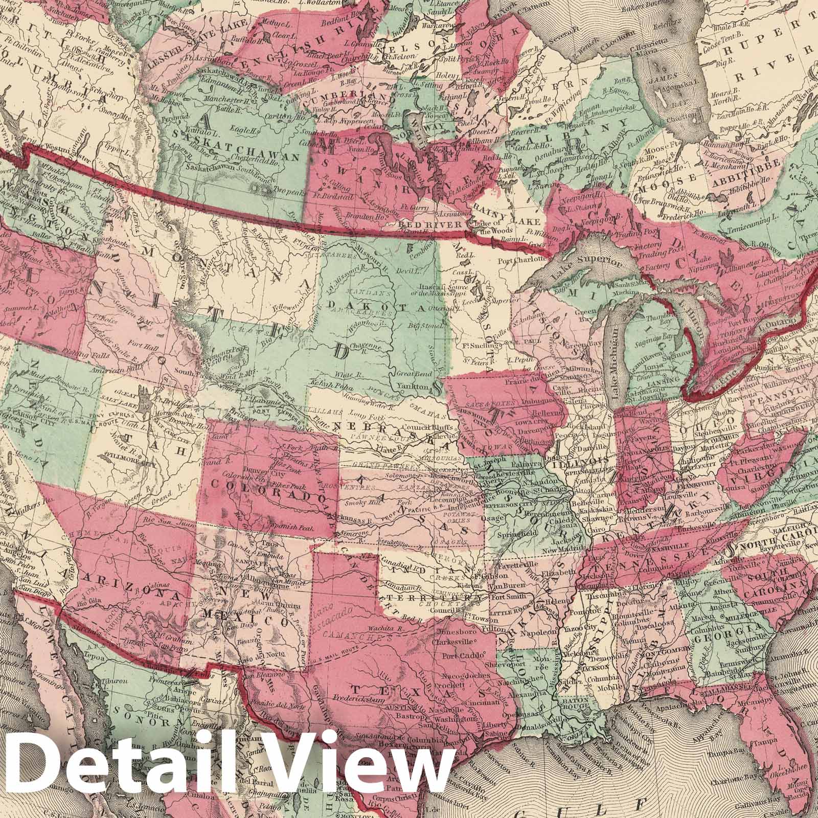 Historic Map : North America 1865 , Johnson's Family Atlas , Vintage W ...