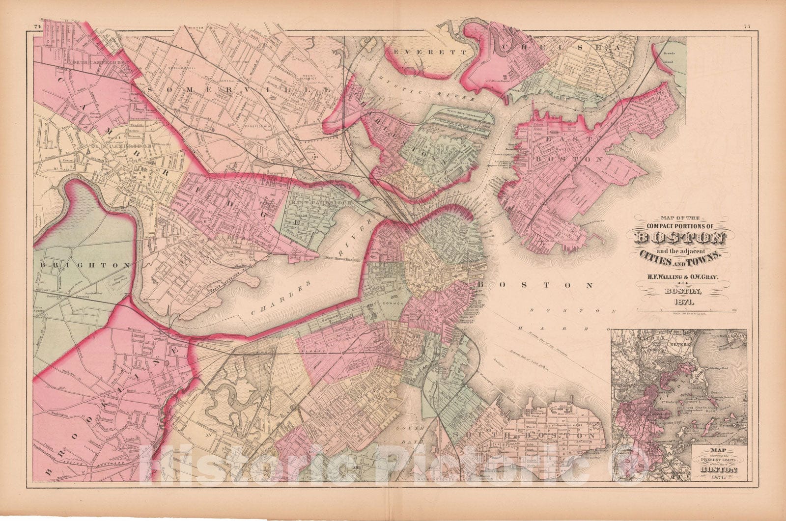 Historic Map : Official Topographical Atlas of Massachusetts, Boston 1 ...