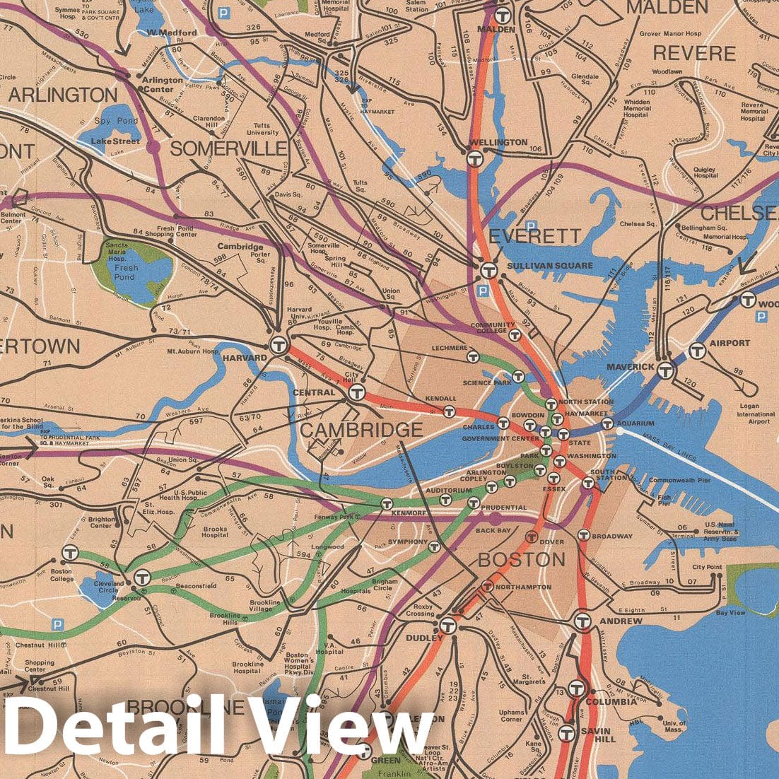 Historic Map : Greater Boston Transit Maps, MBTA System Route Map: Spr ...