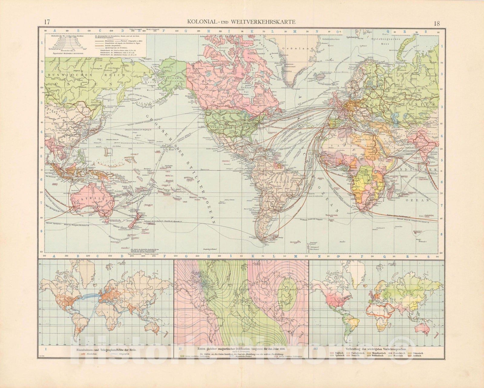 Historic Map : World Map 1899 , Andrees Allgemeiner Handatlas , v7, Vi ...