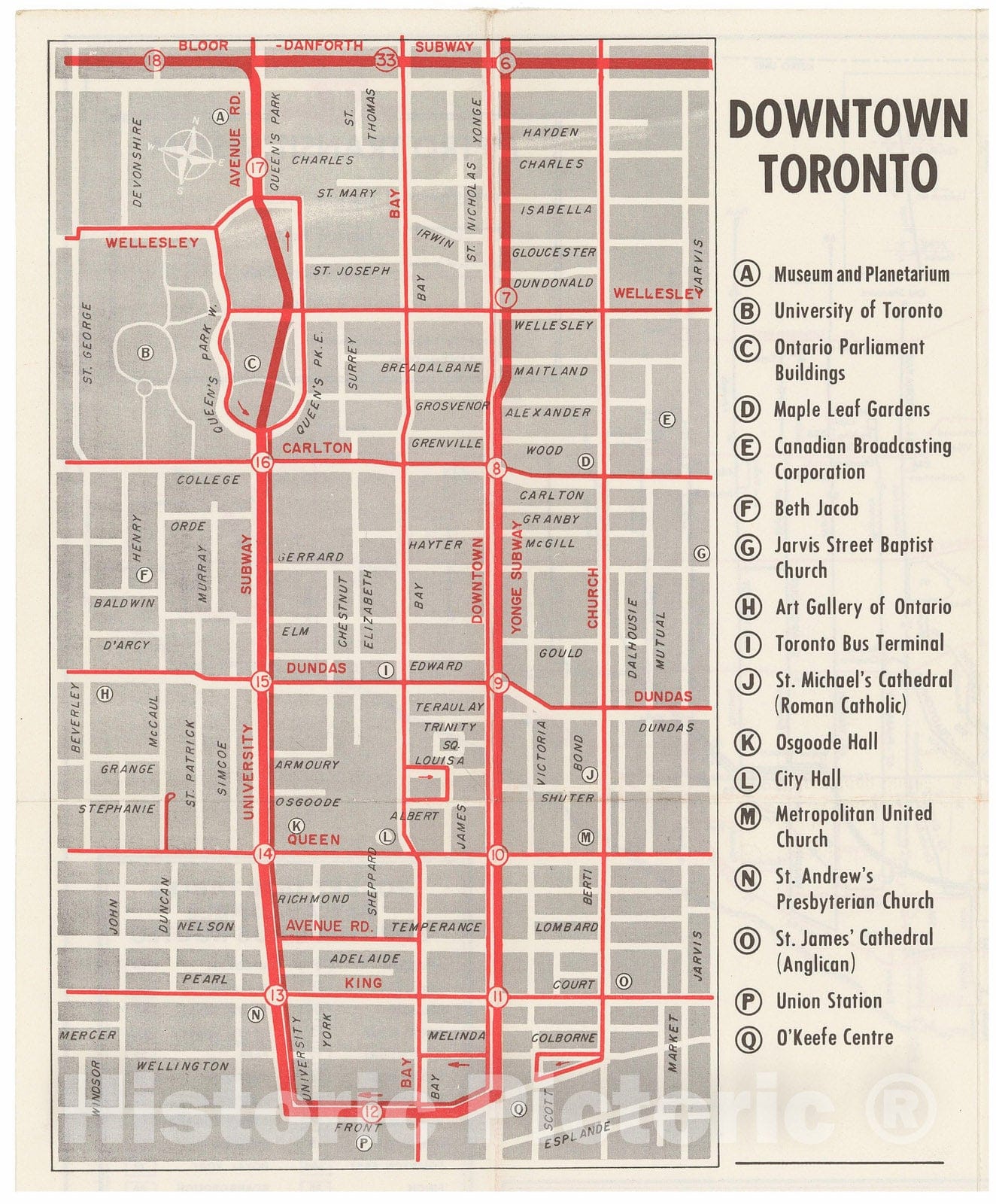 Historic Map : Downtown Toronto Transit Map 1969 Railroad Catography ...