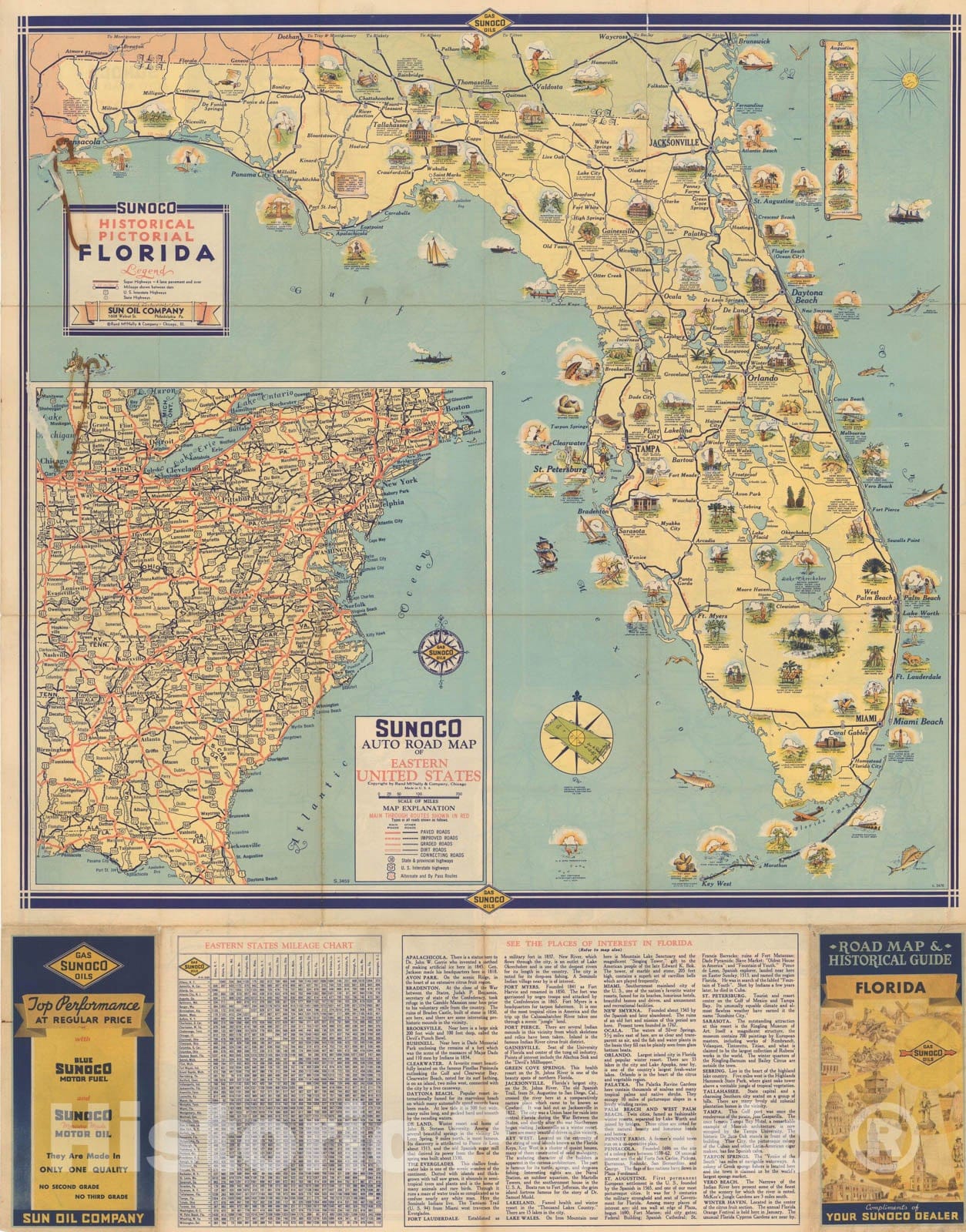 Historic Map : Historical Pictorial Florida 1960 , Vintage Wall Art ...