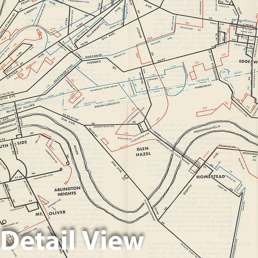 Historic Map : Pittsburgh, Pittsburgh Railways Transit Guide Map Railr ...