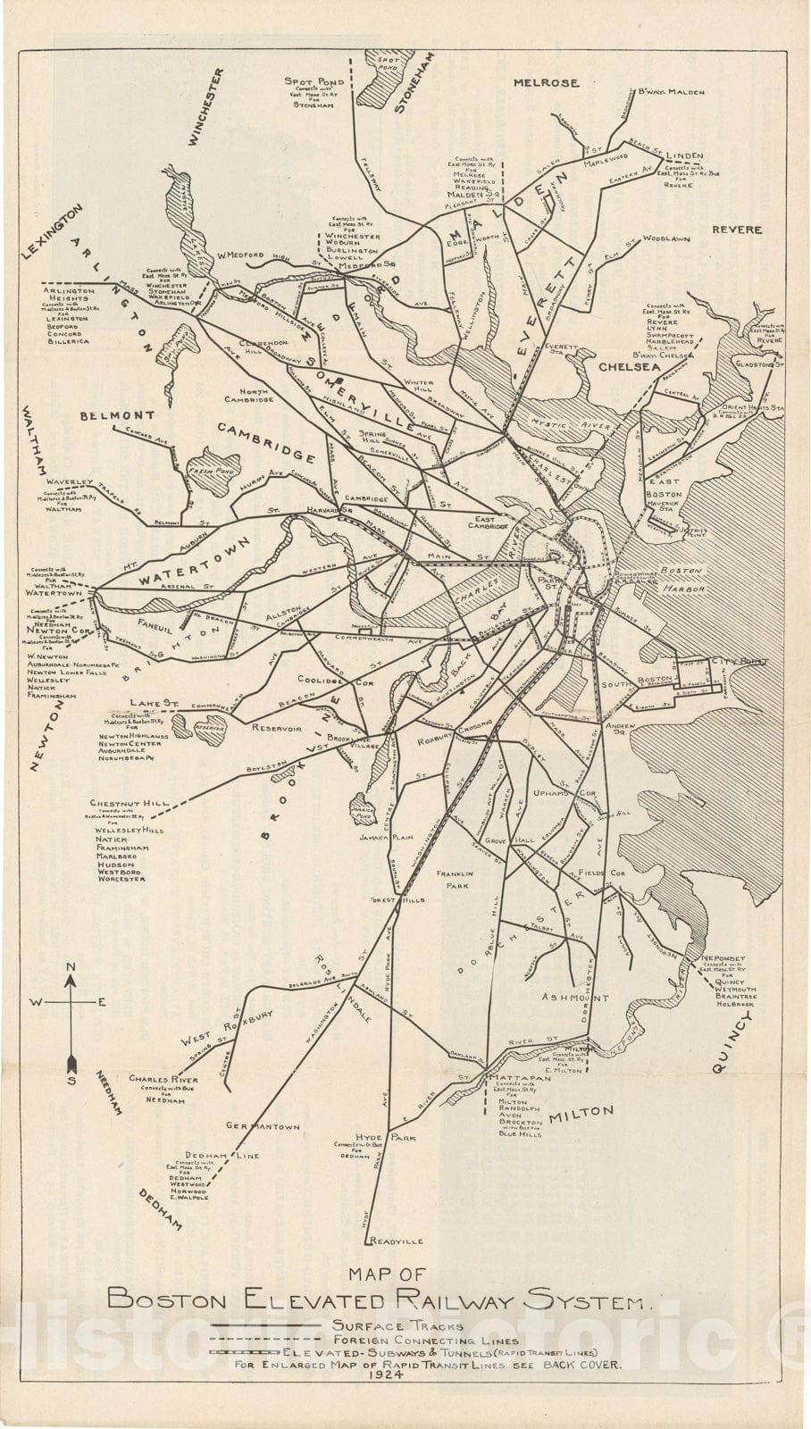 Historic Map : Greater Boston Transit Maps, Boston Elevated Railway Sy ...