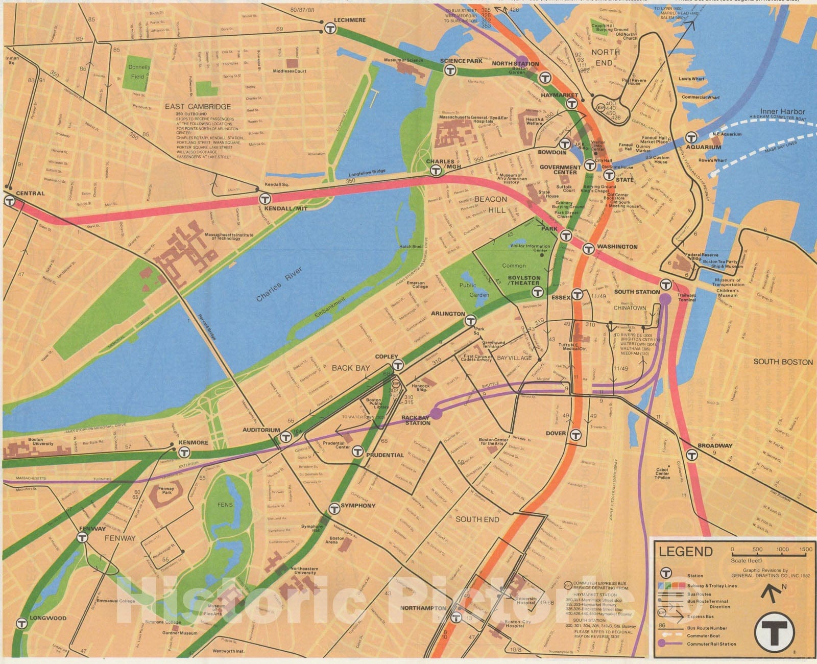 Historic Map : Greater Boston Transit Maps, MBTA Downtown Transit Map ...