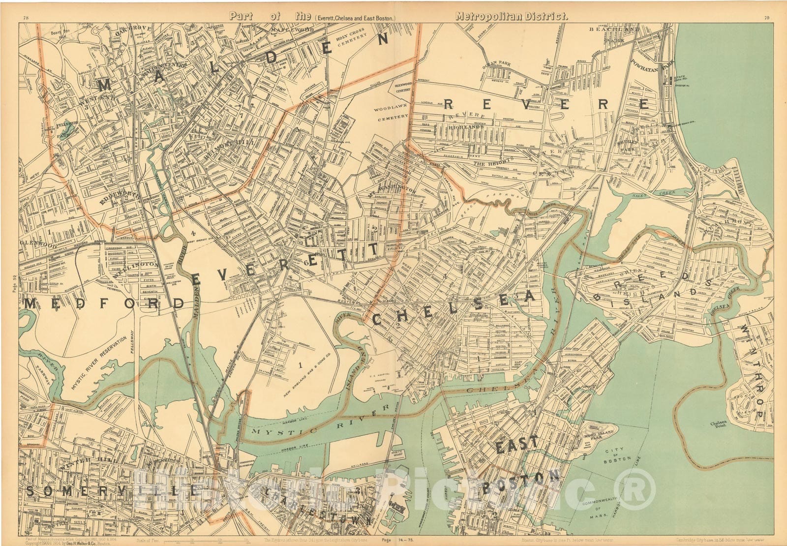 Historic Map : Atlas of Massachusetts, Charlestown & Chelsea & East Bo ...
