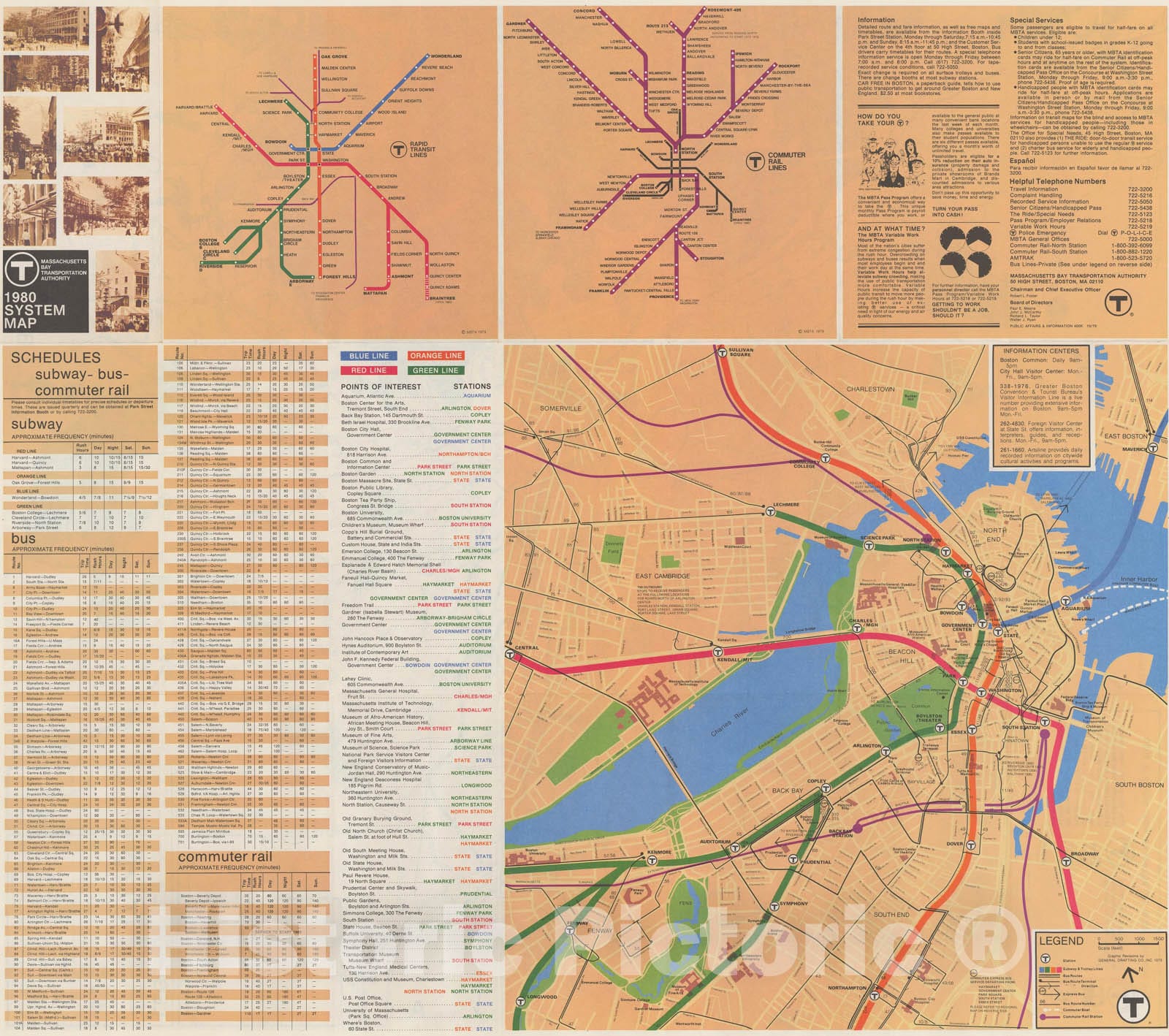 Historic Map : Greater Boston Transit Maps, MBTA System Map 1980 Railr ...