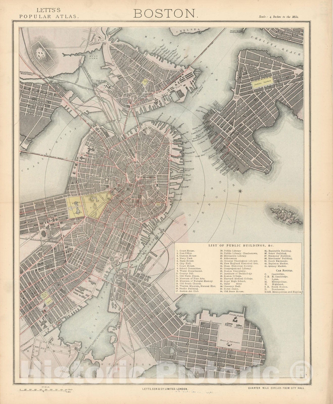 Historic Map : Boston 1880 , Vintage Wall Art, v2 – Historic Pictoric