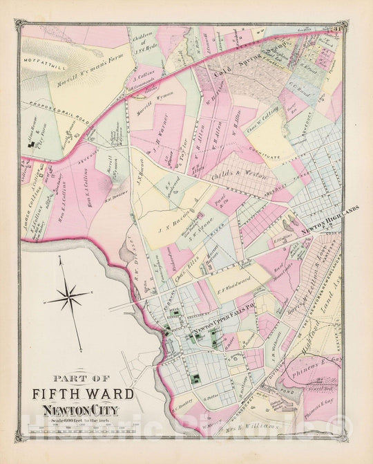 Historic Map : Atlas of Newton, Newton 1874 , v16, Vintage Wall Art ...