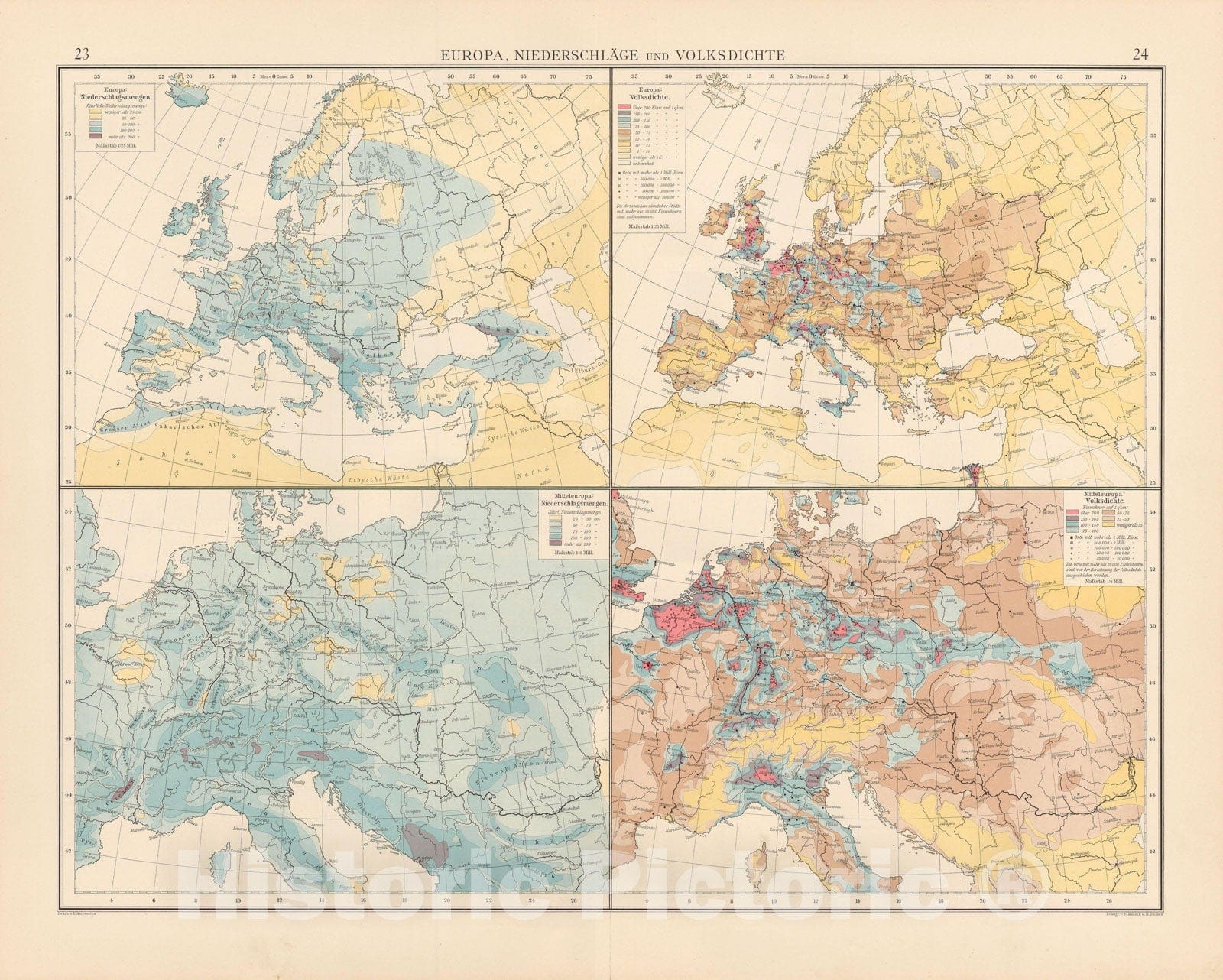 Historic Map : Europe 1899 , Andrees Allgemeiner Handatlas , v4, Vinta ...