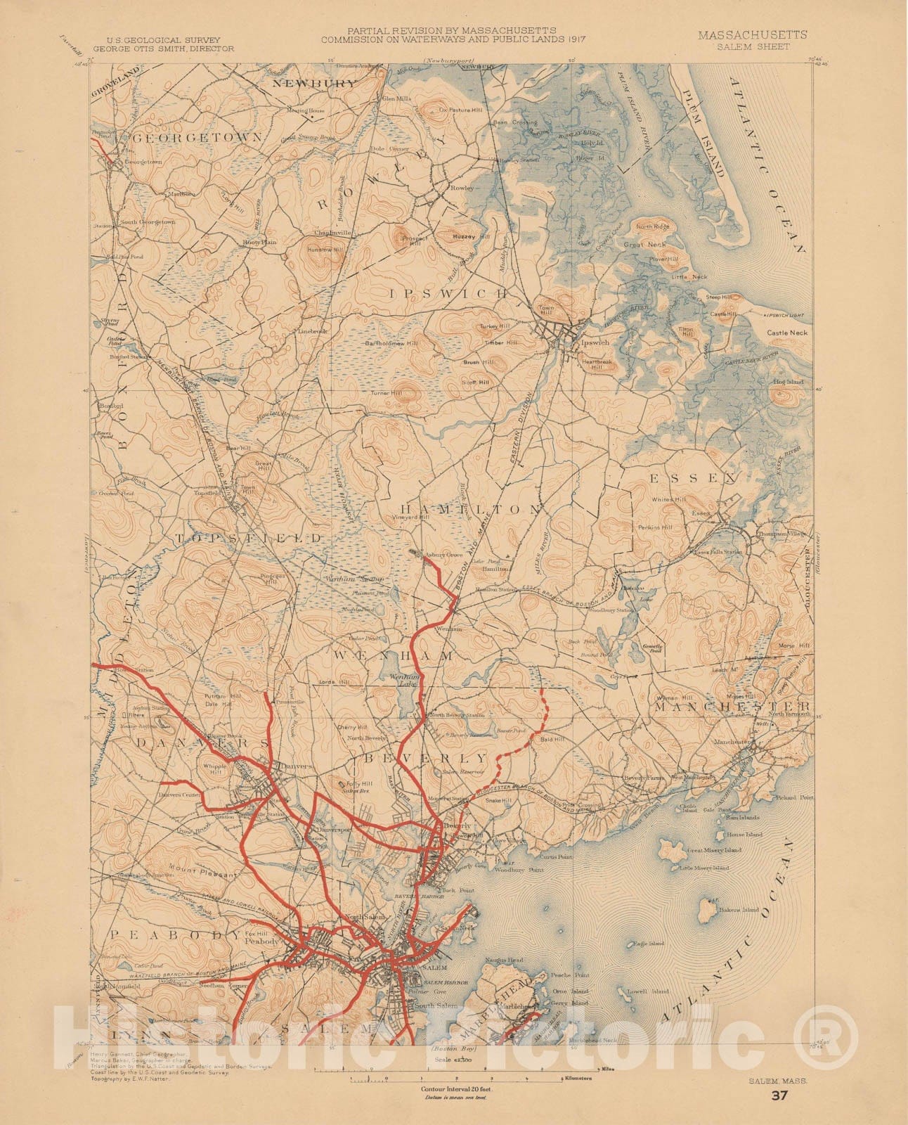 Historic Map : Eastern Massachusetts Street Railway Maps, Salem 1927 T ...