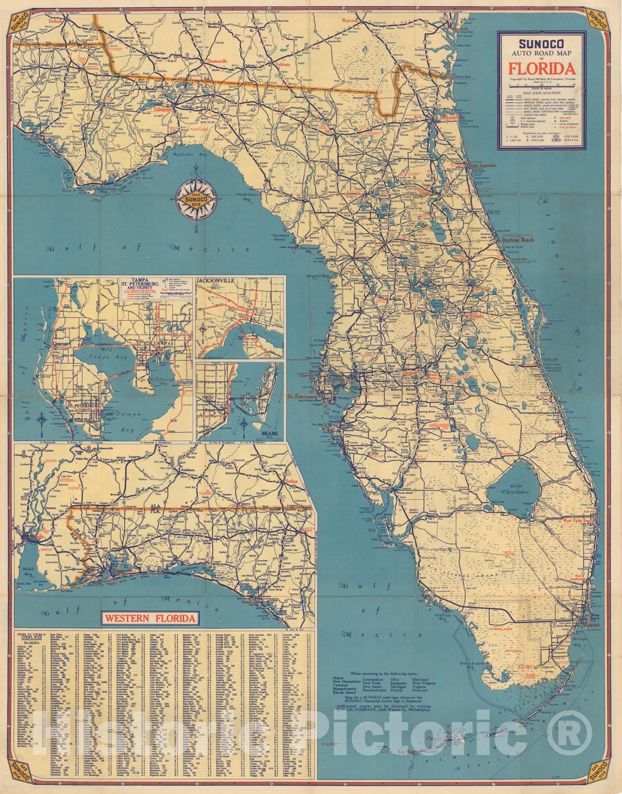 Historic Map : Florida 1960 , Vintage Wall Art – Historic Pictoric