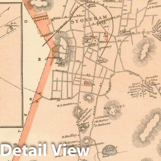 Historic Map : County Atlas of Middlesex Massachusetts, Stoneham 1875 ...