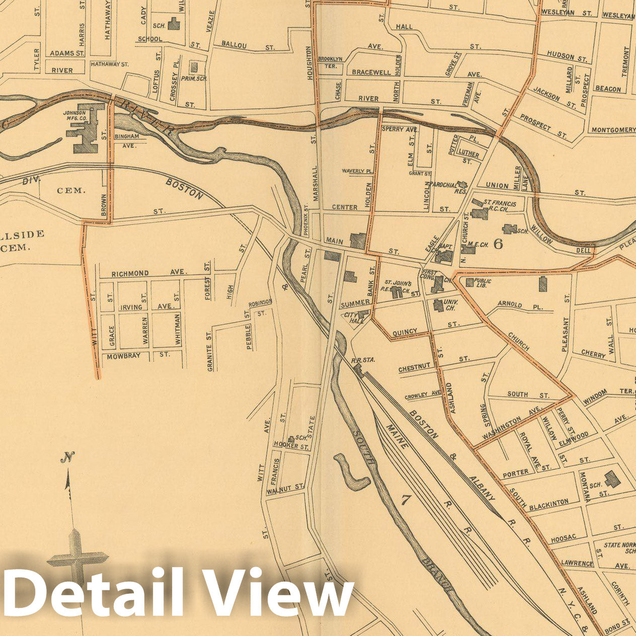 Historic Map : Atlas of Massachusetts, North Adams 1904 , Vintage Wall ...