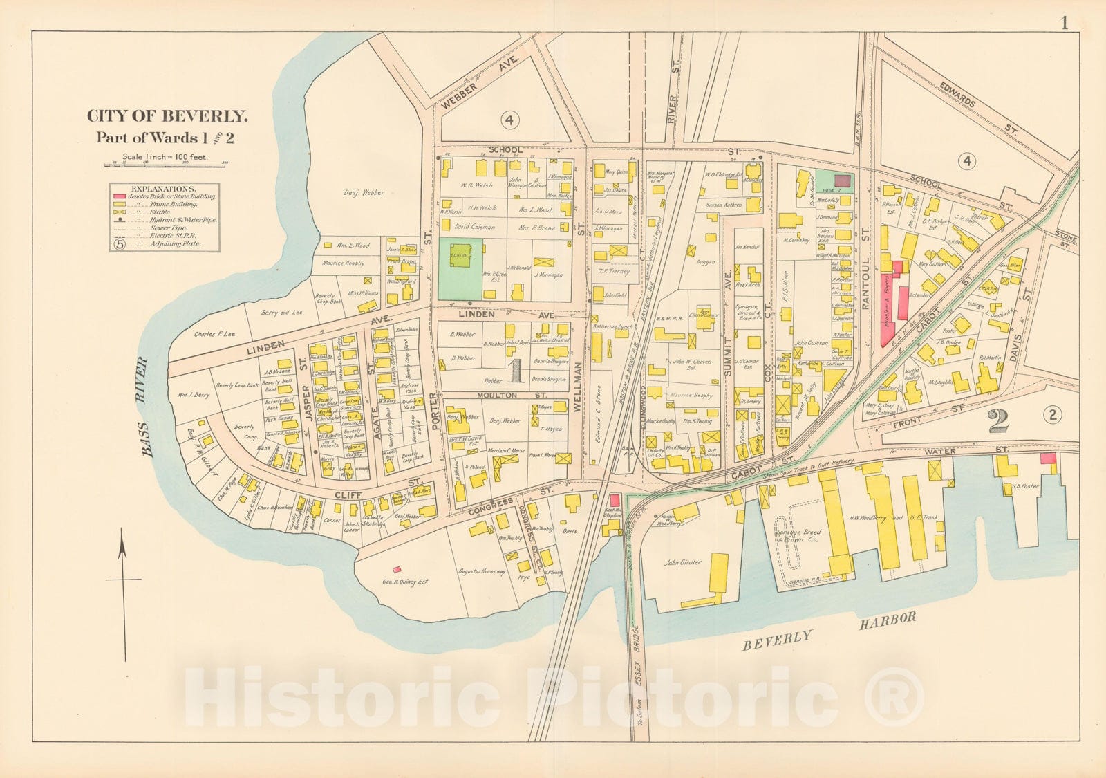 Historic Map : Beverly 1907 Plate 001 , Atlas City of Beverly , Vintag ...