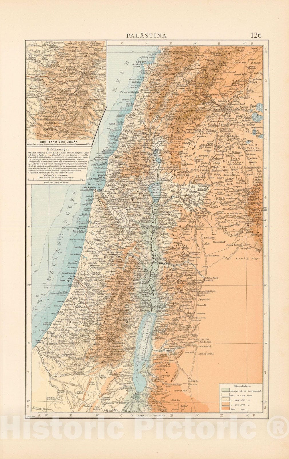 Historic Map : Palestine & Israel & Syria & Jordan & Lebanon 1899 , An ...