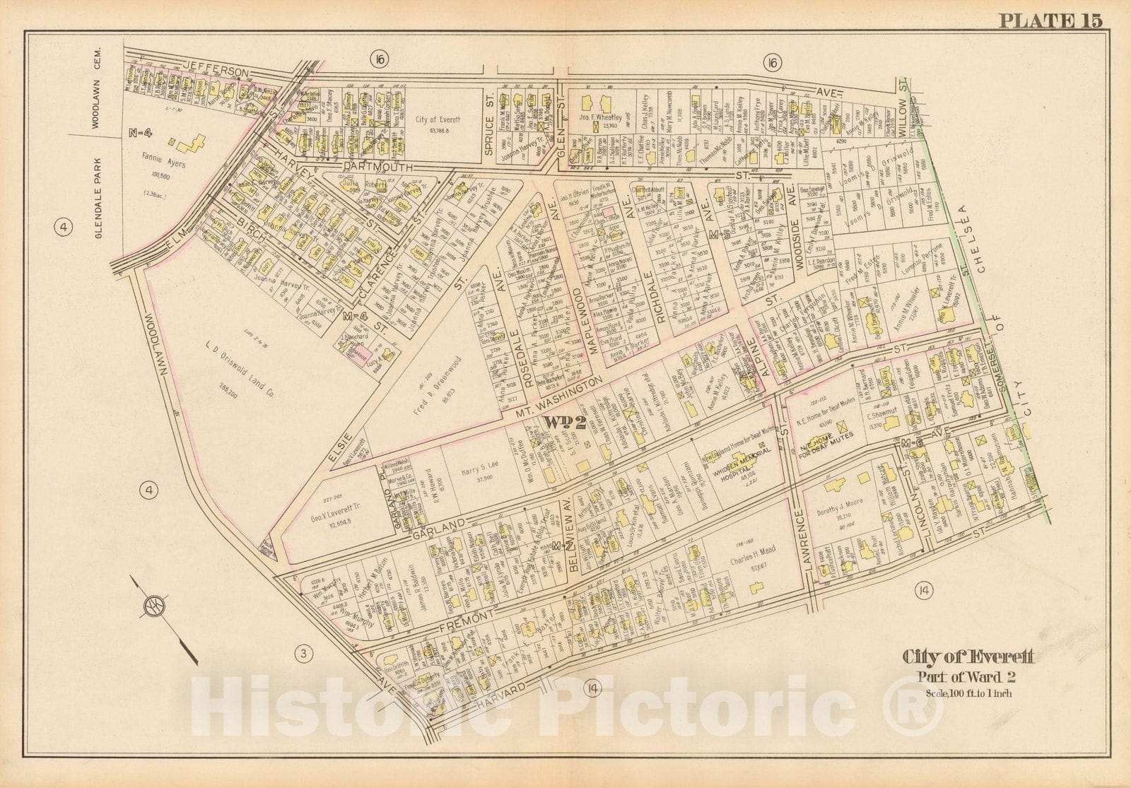 Historic Map : Atlas City of Everett, Everett 1921 Plate 015 , Vintage ...