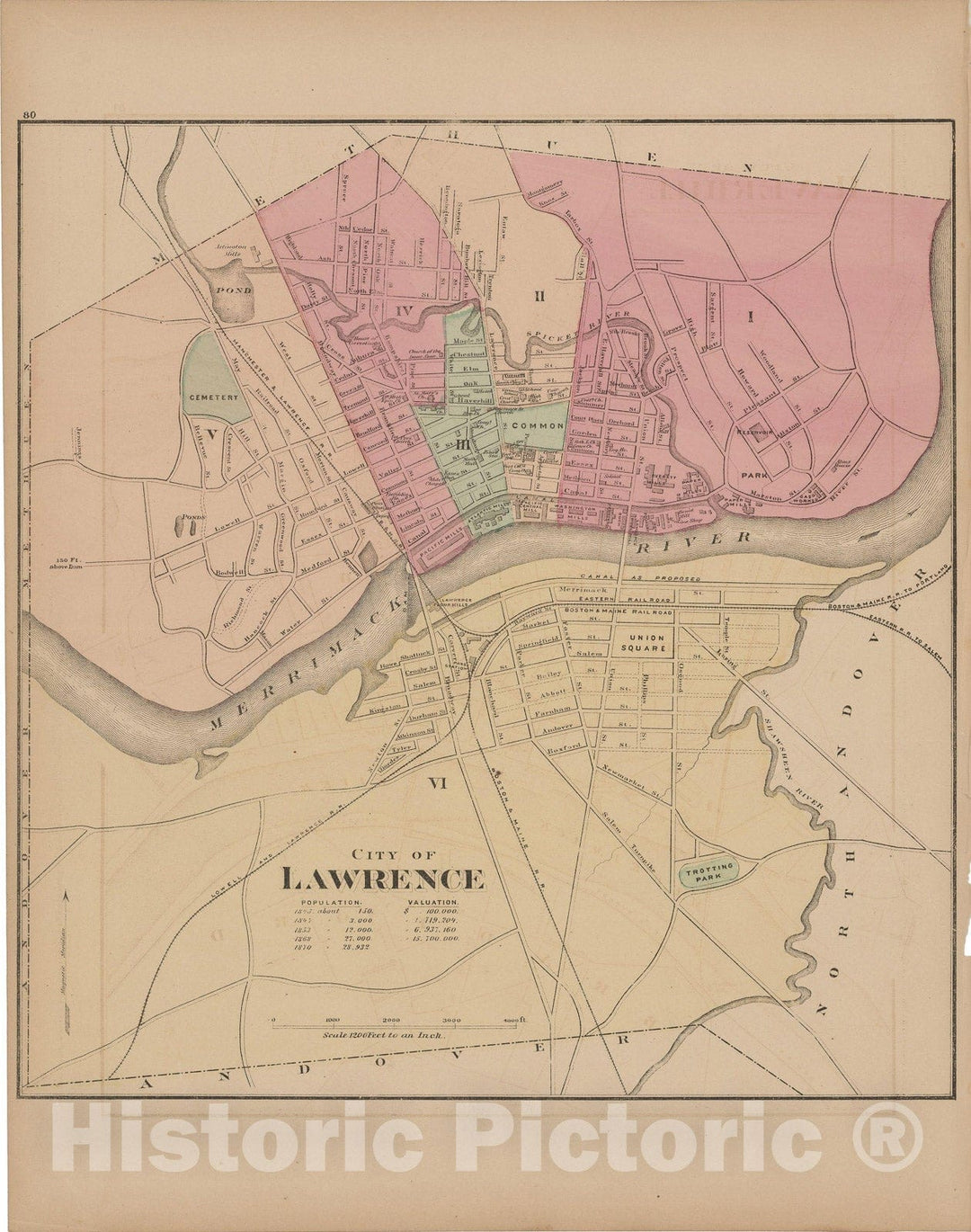 Historic Map : Official Topographical Atlas of Massachusetts, Lawrence ...