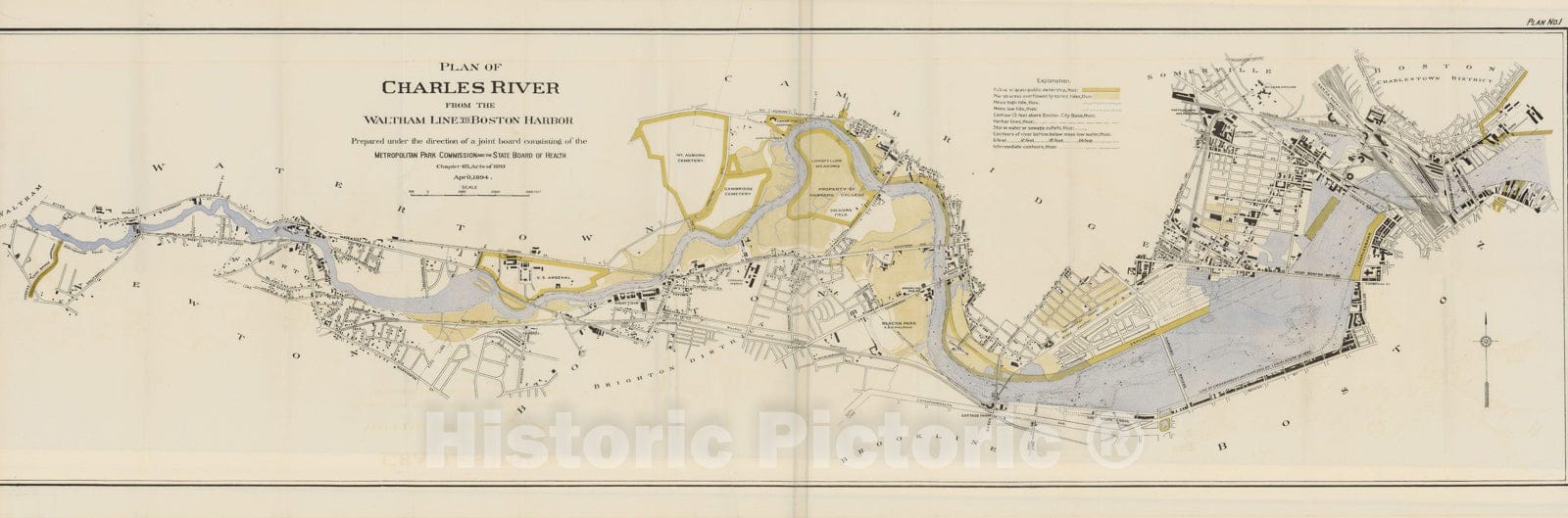 Historic Map : Charles River 1894 , v2, Vintage Wall Art – Historic ...