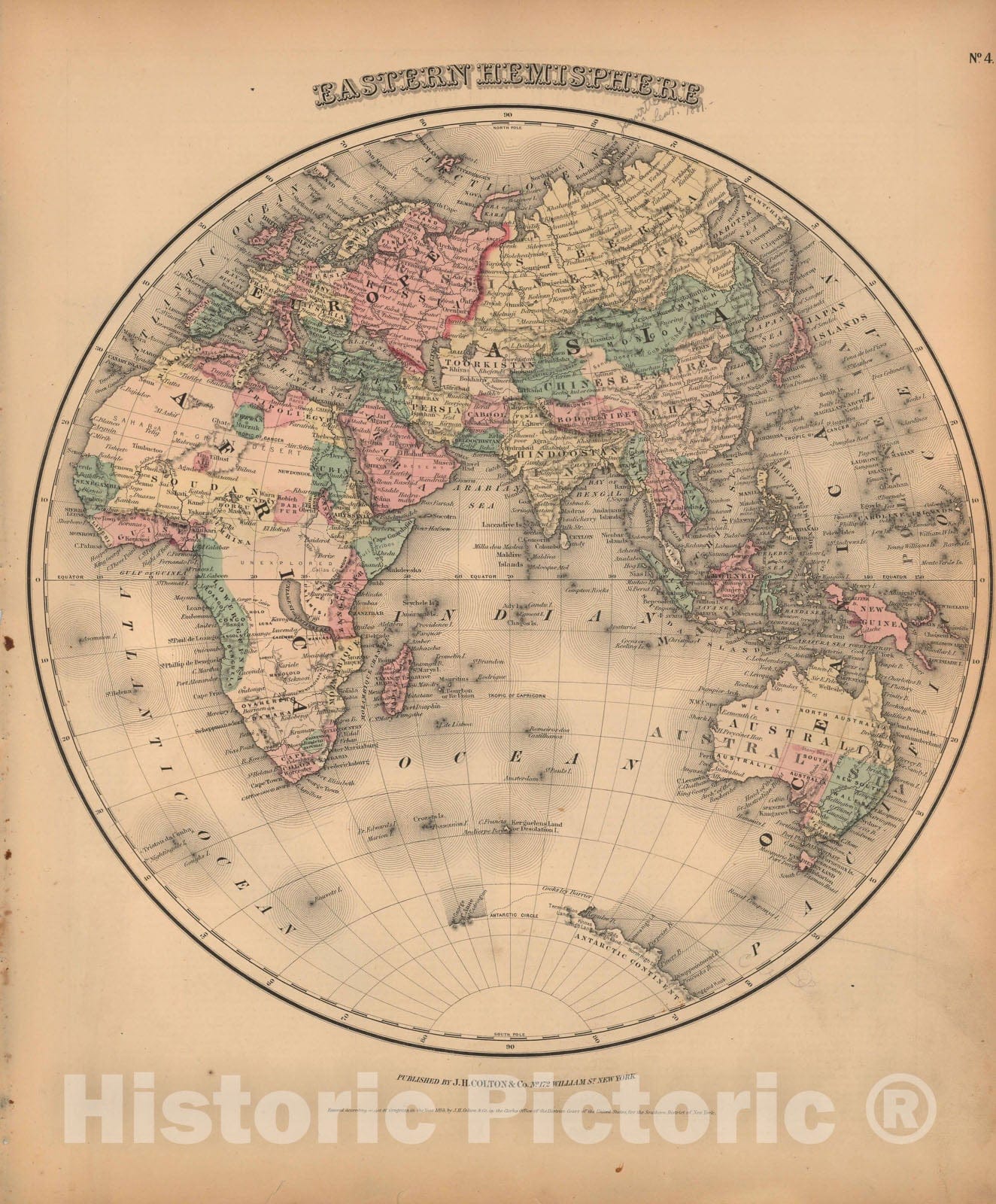 Historic Map : General Atlas (Of The World), World Map 1857 , Vintage ...