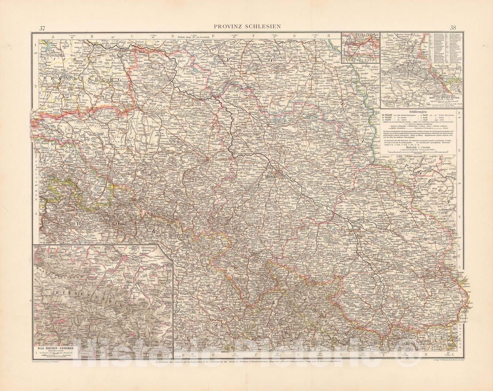 Historic Map : Germany 1899 , Andrees Allgemeiner Handatlas , v7, Vint ...