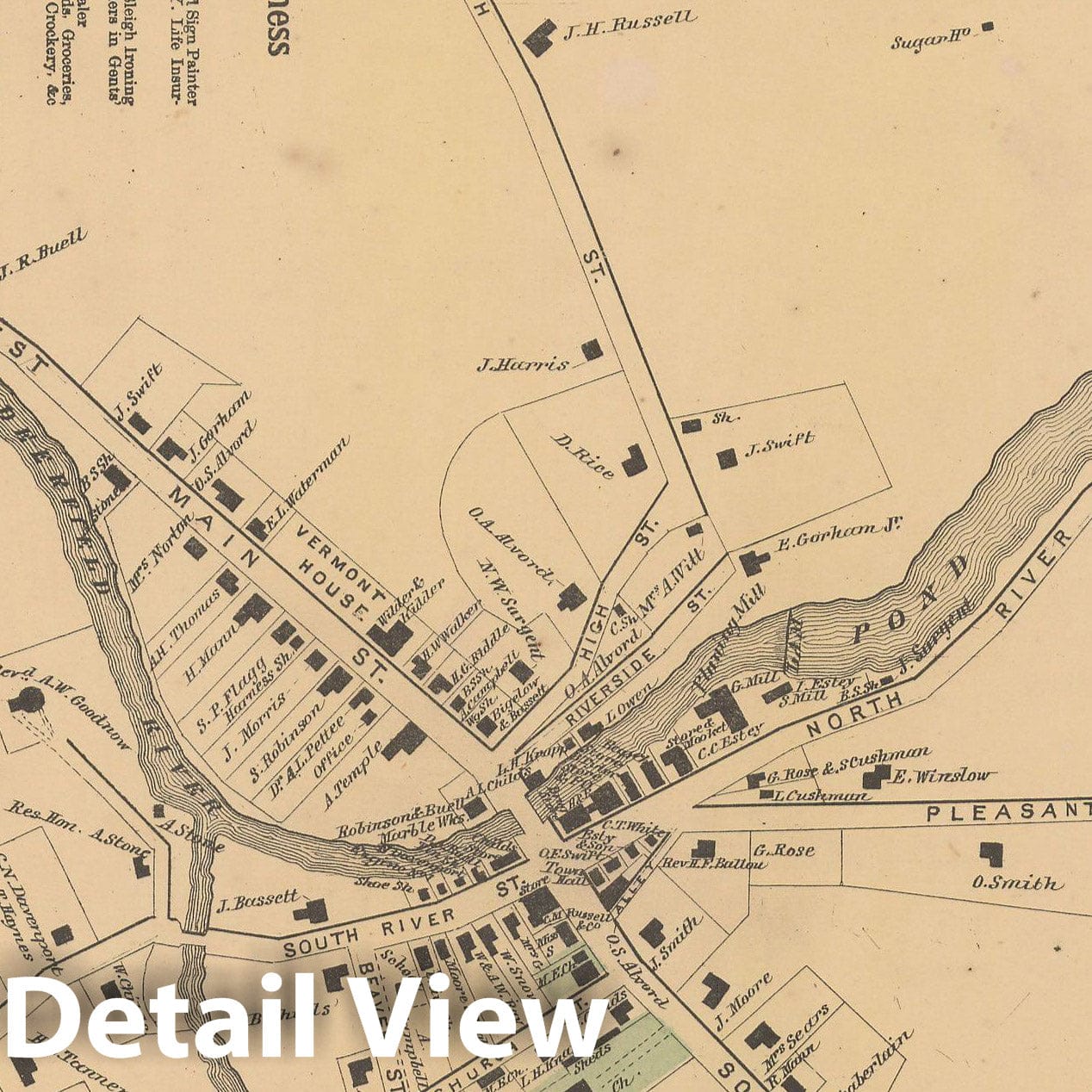 Historic Map : Atlas of Windham County, VT, Wilmington 1869 , Vintage ...