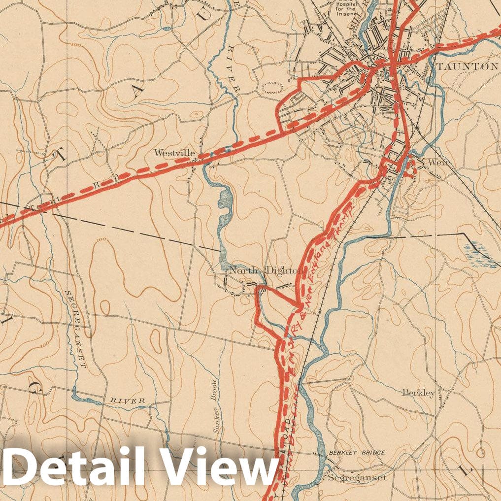Historic Map : Eastern Massachusetts Street Railway Maps, Taunton 1927 ...