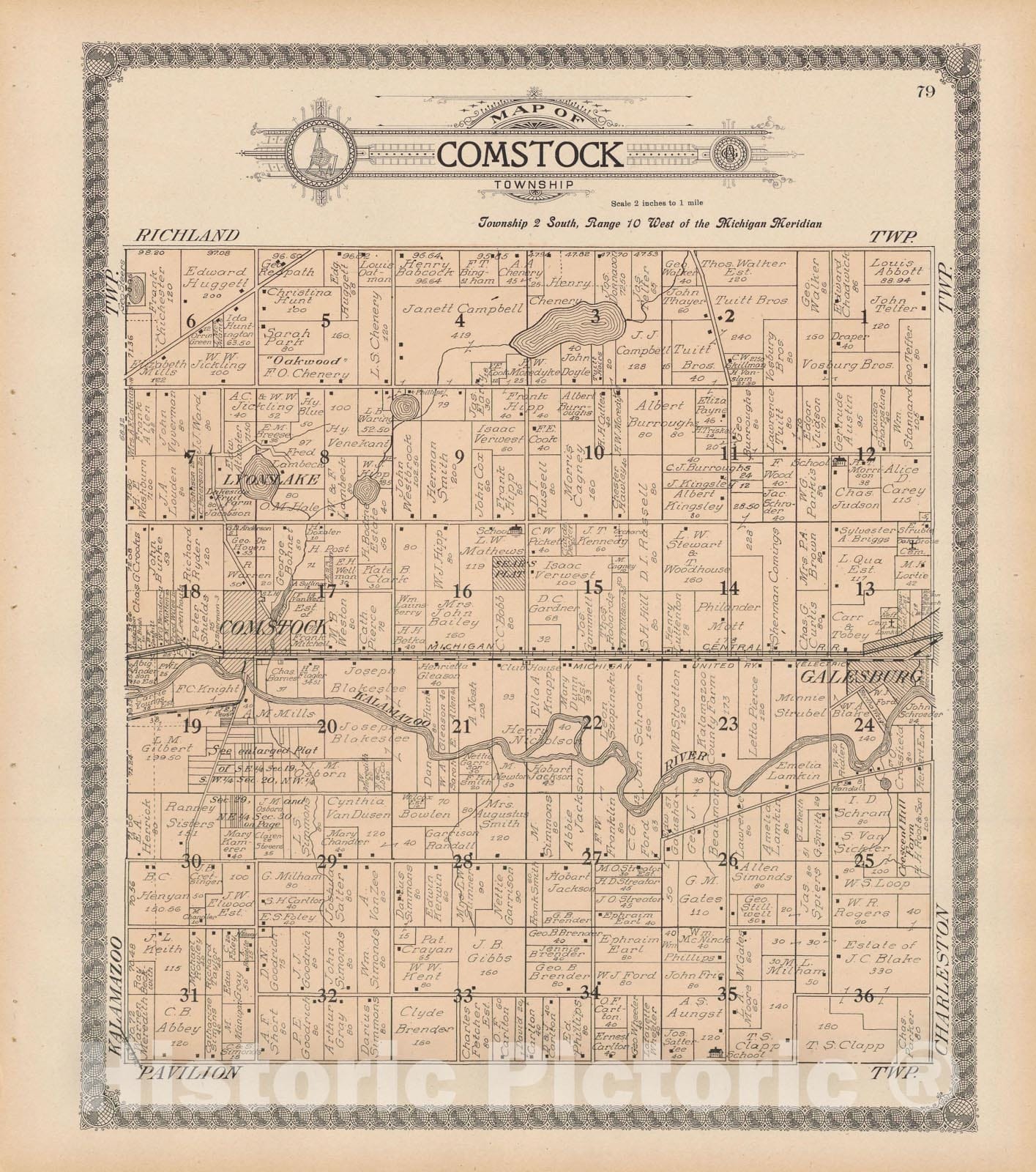 Historic Map : Comstock 1910 , Standard Atlas of Kalamazoo County , Vi ...