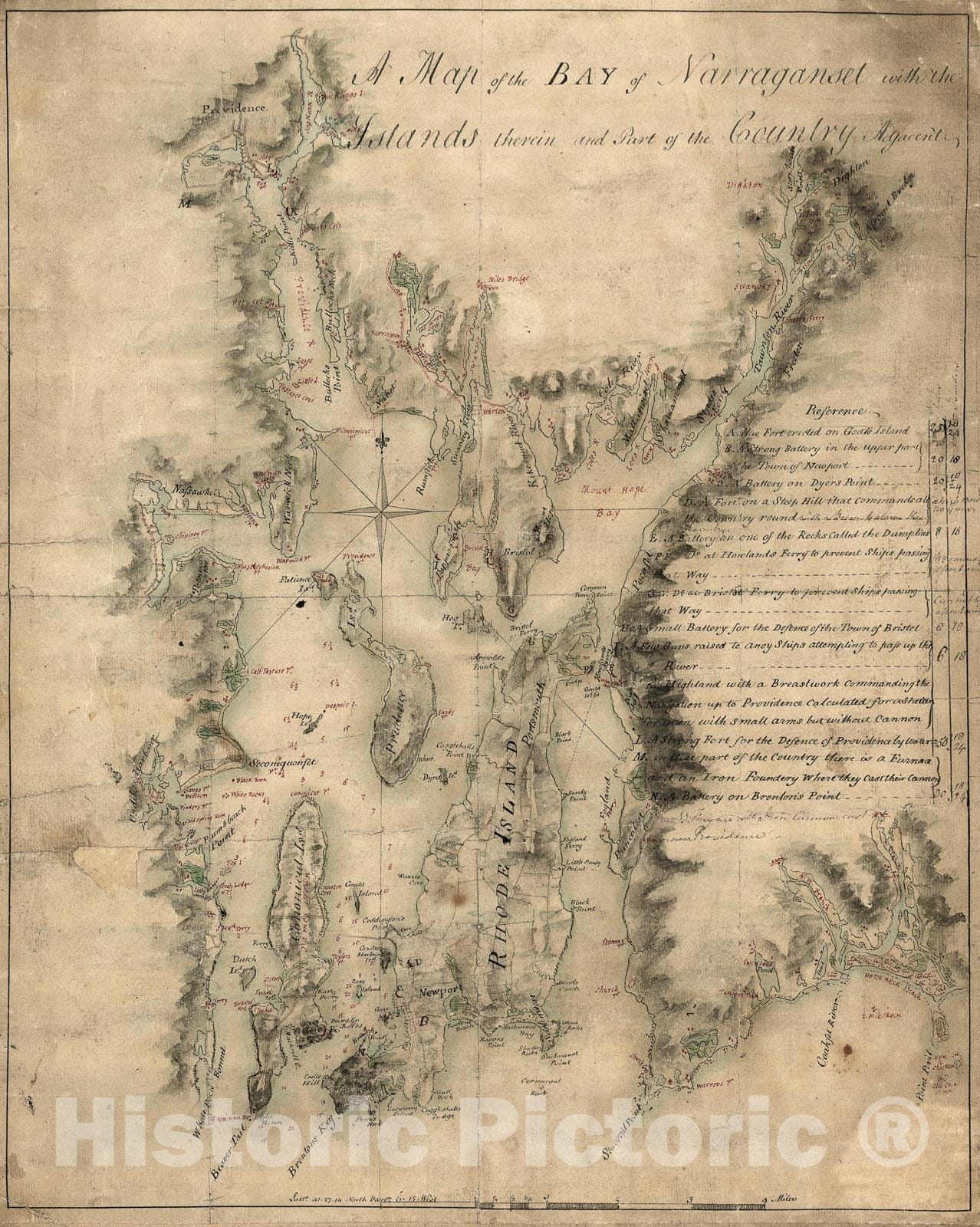 Historic Map : 18th Century Coastal Charts, Narraganset Bay 1777 Topog ...