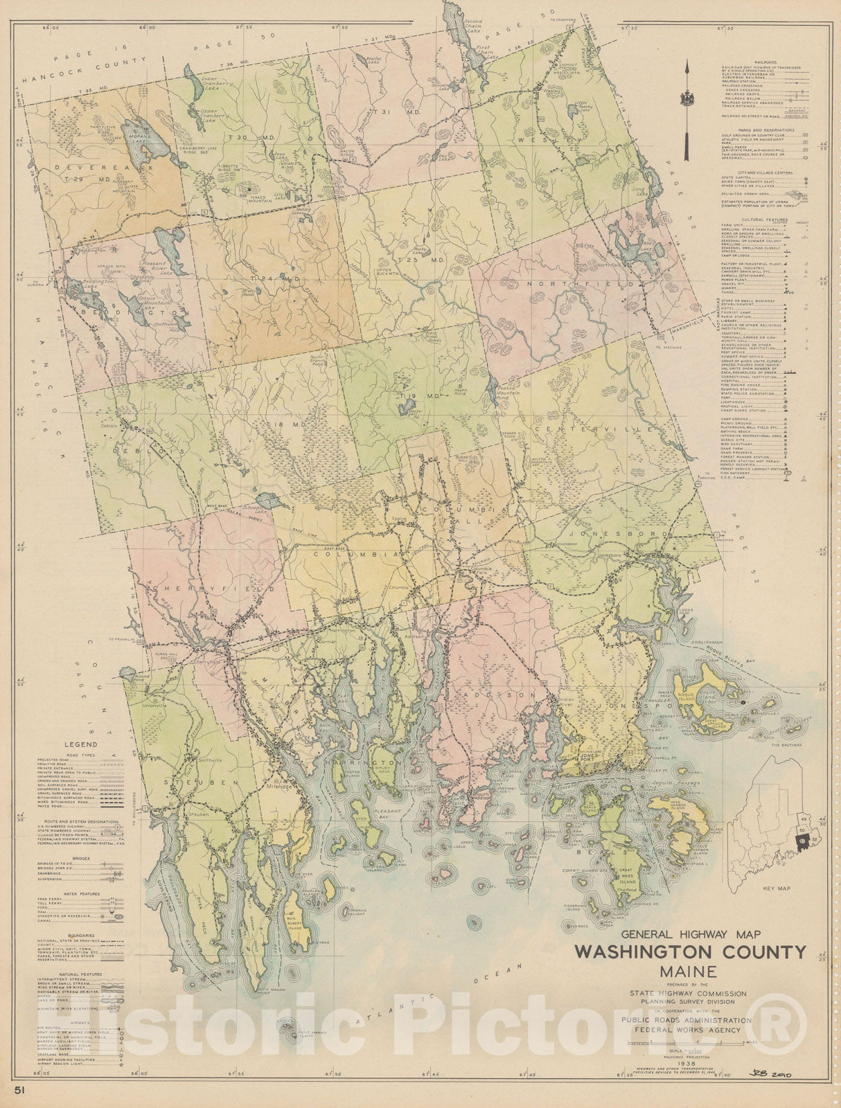 Historic Map : Maine General Highway County Maps, Washington 1938 Plat ...