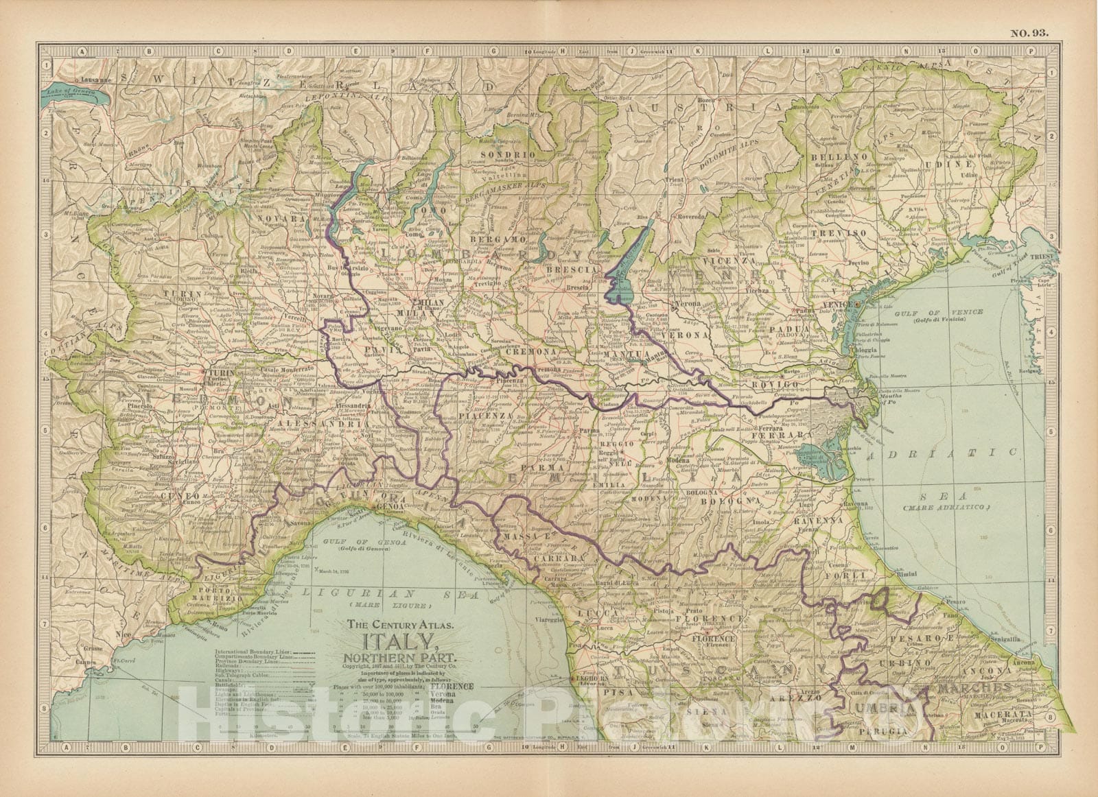 Historic Map : Italy 1914 , Century Atlas of the World, v3, Vintage Wa ...