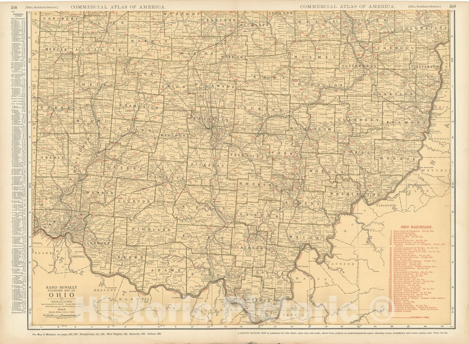 Historic Map : Ohio 1925 , v2, Vintage Wall Art – Historic Pictoric