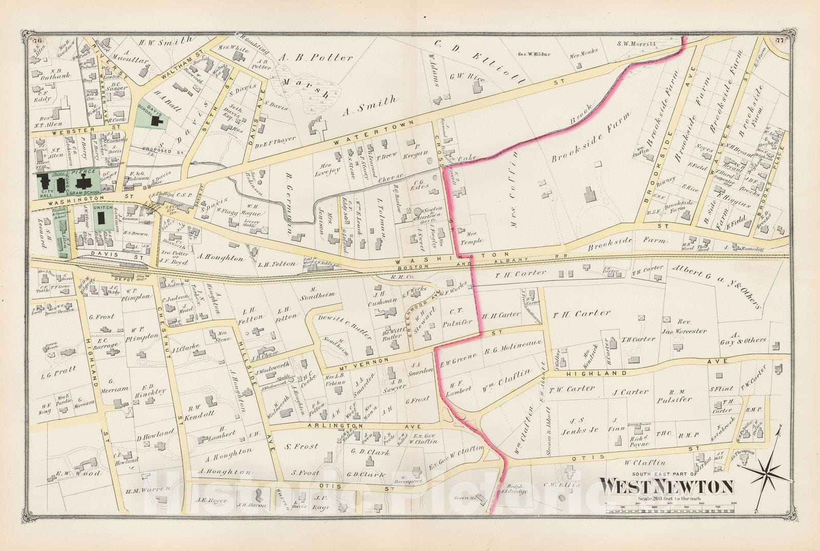 Historic Map : Atlas of Newton, Newton 1874 , v10, Vintage Wall Art ...