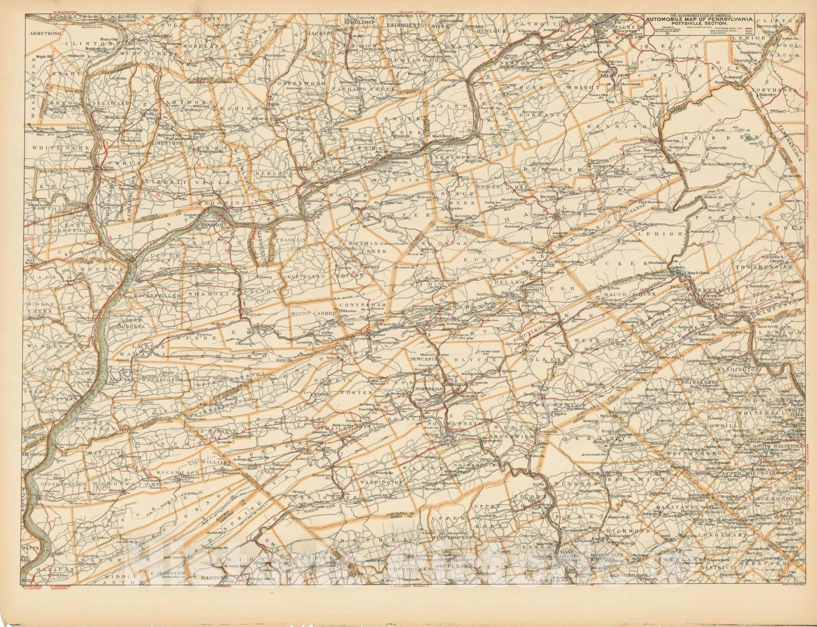 Historic Map : PA - Pottsville Section - 1900 , Northeast U.S. State ...