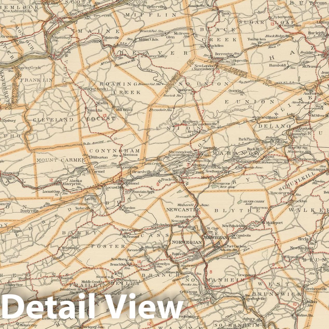 Historic Map : PA - Pottsville Section - 1900 , Northeast U.S. State ...