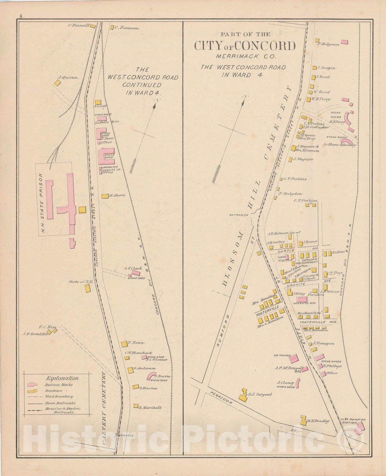 Historic Map : Concord 1892 , Town and City Atlas State of New Hampshi ...