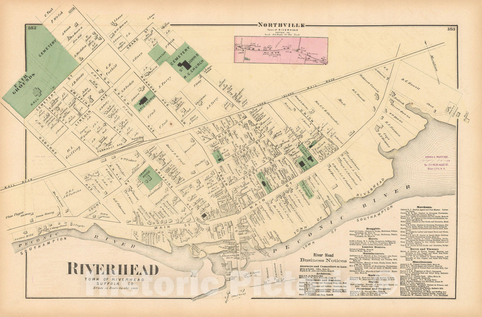 Historic Map : Atlas of Long Island, New York, Riverhead 1873 , v2, Vi ...
