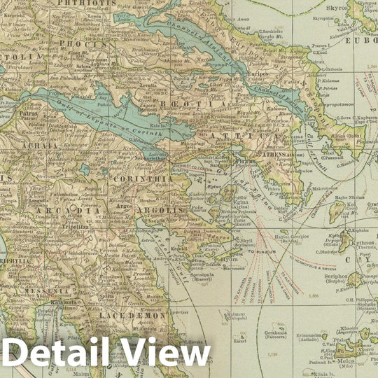 Historic Map : Greece 1914 , Century Atlas of the World, Vintage Wall ...