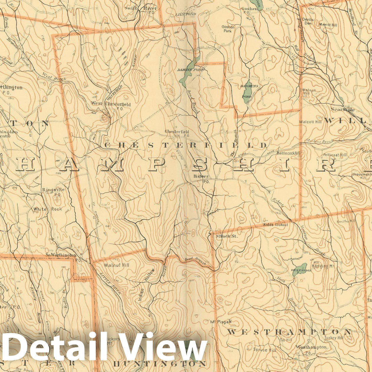 Historic Map : Atlas of Massachusetts, Chester & Chesterfield & Hatfie ...