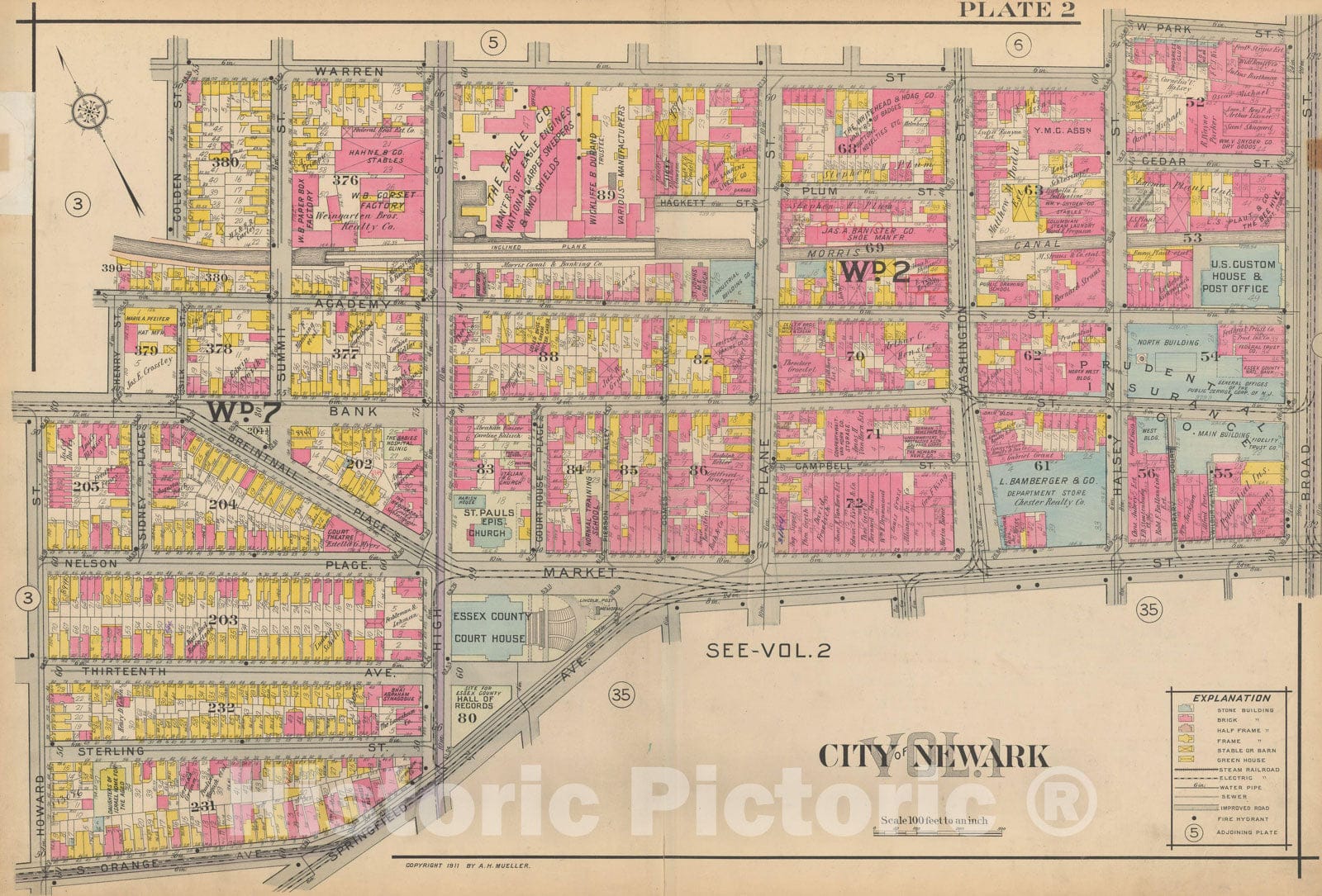 Historic Map : Atlas of Newark, Volume 1, Newark 1911 Plate 002 , Vint ...