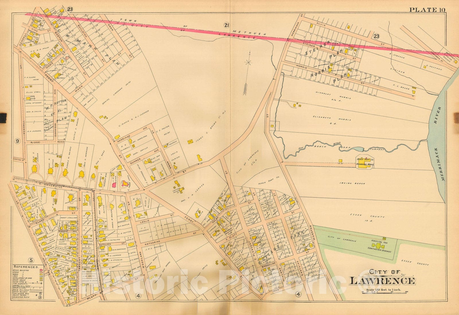 Historic Map : Atlas City of Lawrence and the Towns of Methuen, Andove ...