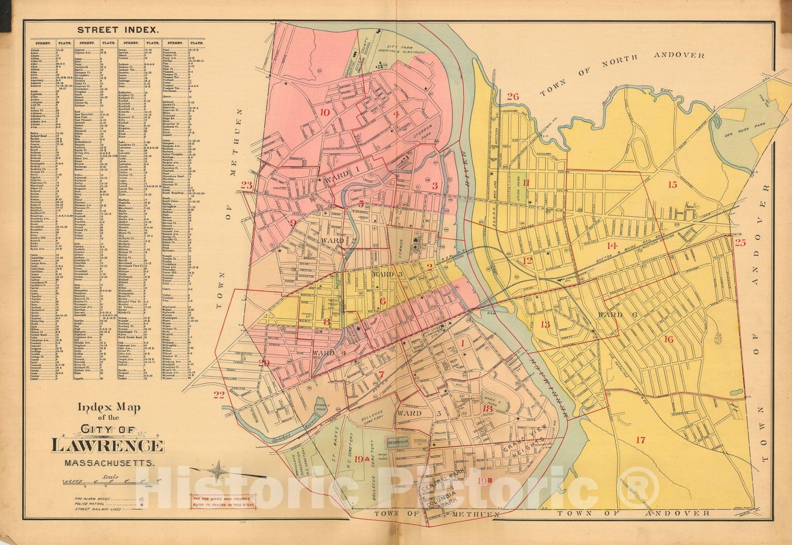 Historic Map : Atlas City of Lawrence and the Towns of Methuen, Andove ...