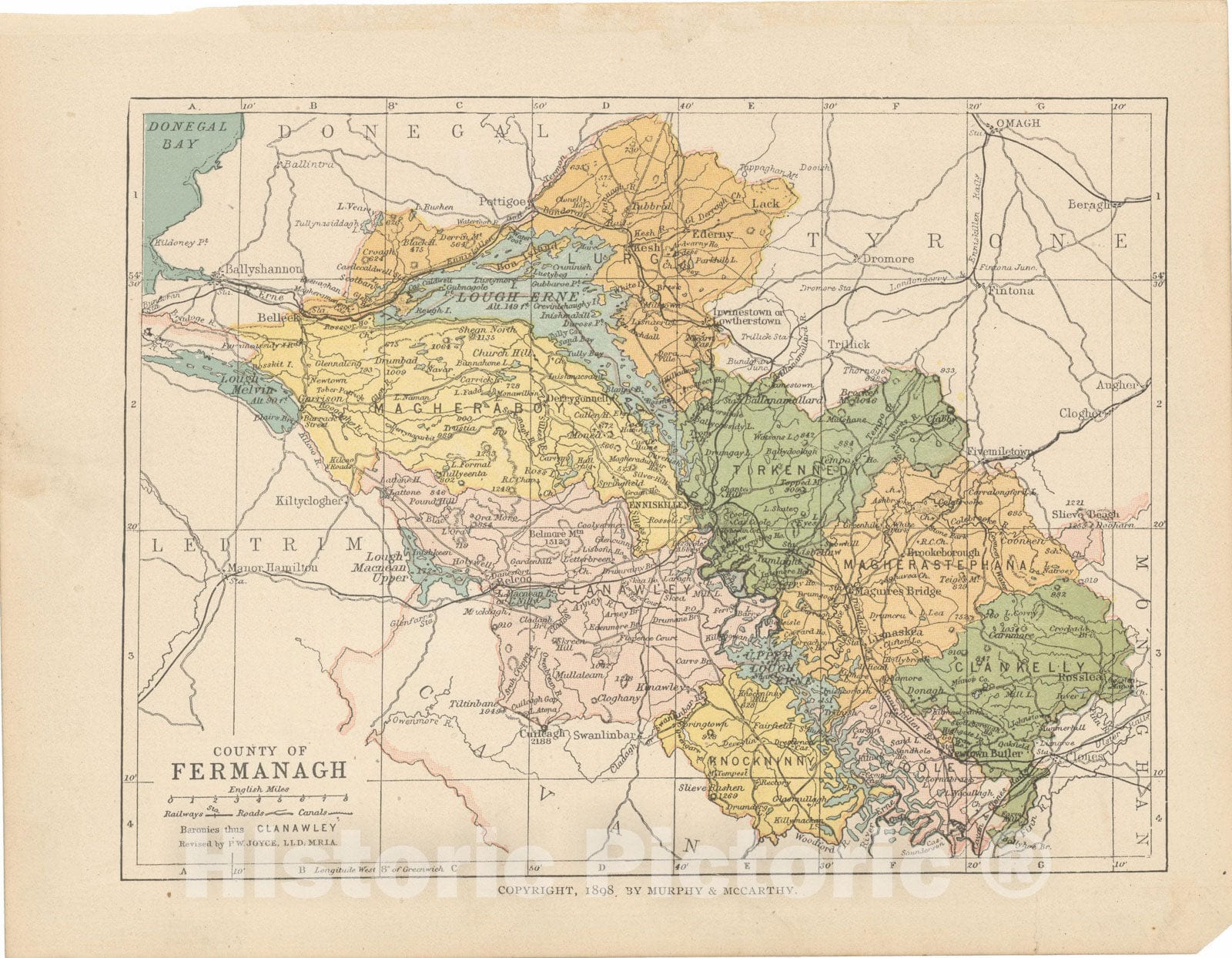 Historic Map : Irish County Maps, Fermanagh 1900 , Vintage Wall Art ...