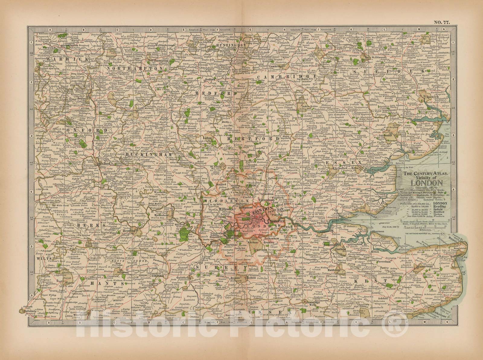 Historic Map : London 1897 Plate 077 , The Century Atlas World , Vinta ...