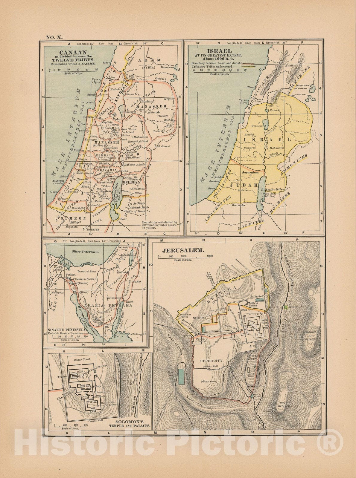 Historic Map : Israel & Palestine 1897 , The Century Atlas World , Vin ...