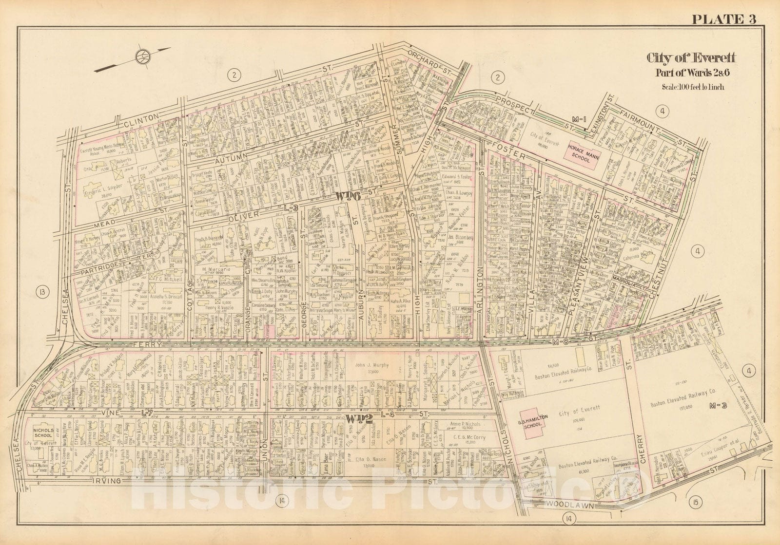 Historic Map : Atlas City of Everett, Everett 1921 Plate 003 , Vintage ...